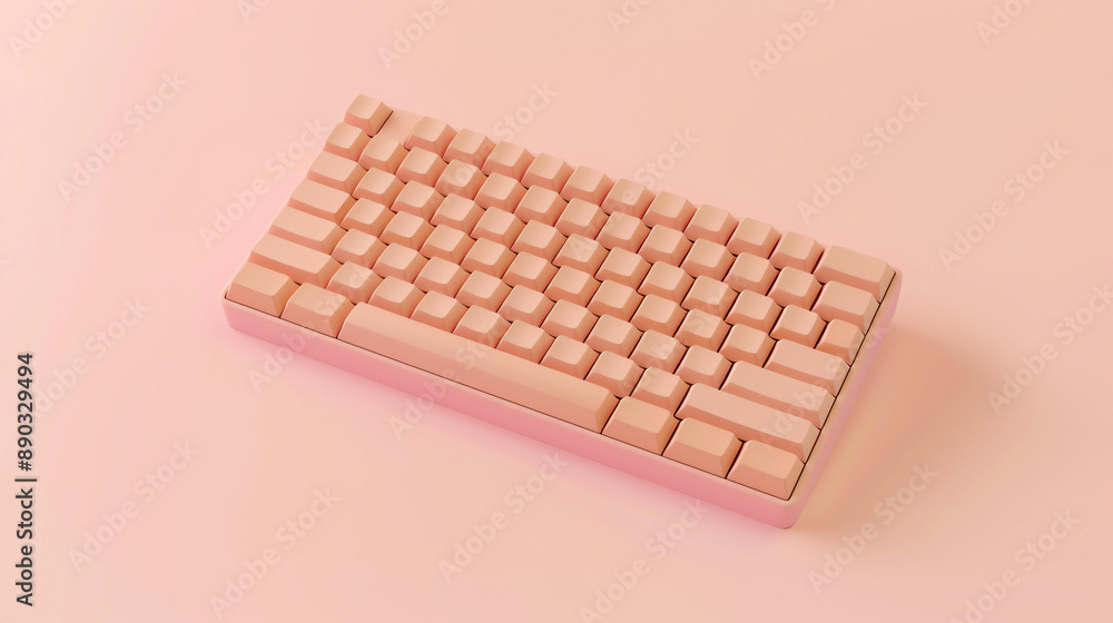 A render of a peach-colored mechanical keyboard against a peach-colored ...