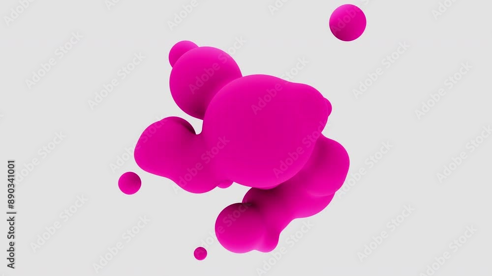 3D animation of abstract smooth volume object. Abstract morph pink mate liquid form. 4k seamless ...