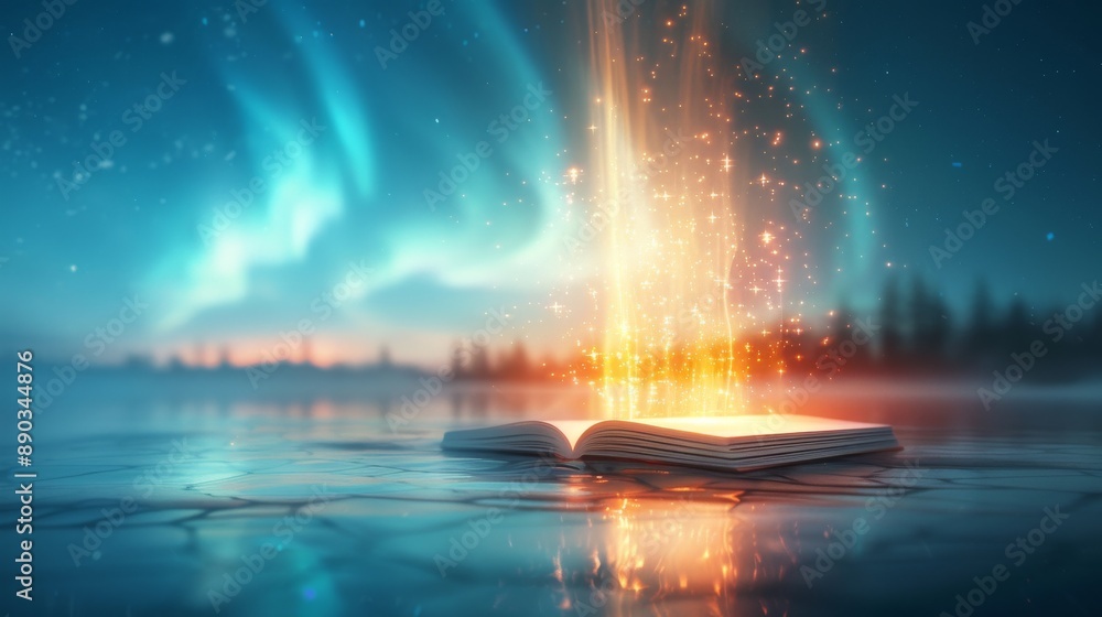 Surreal digital artwork of a paintbrush painting the northern lights ...