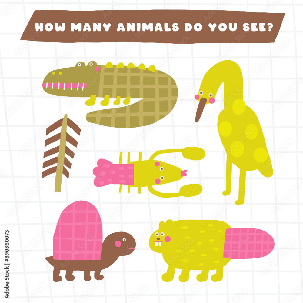 Learn swamp nature game for kids. Cute hand drawn doodle funny ...