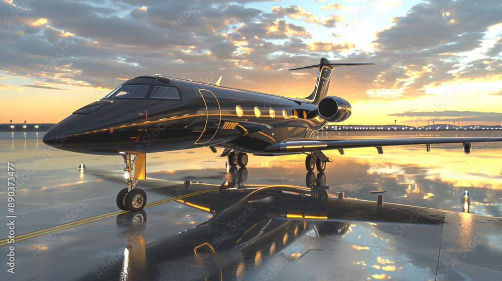 Premium black and gold luxury private jet airplane for VIP flight ...
