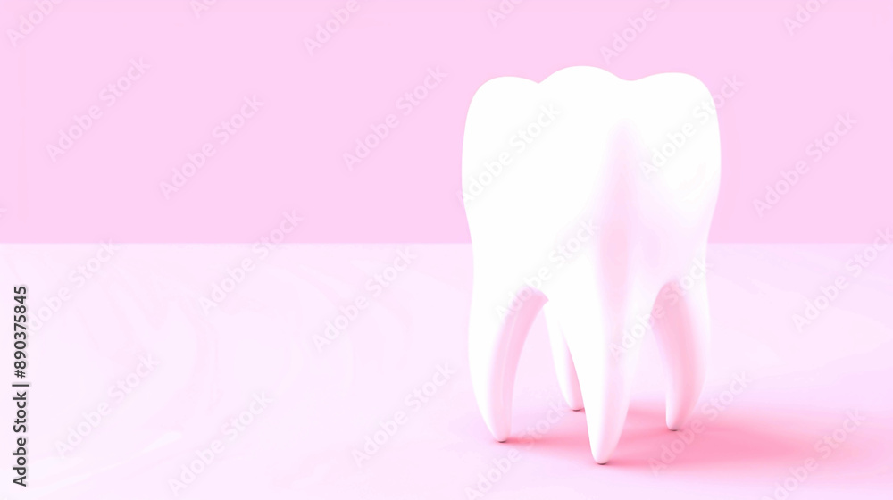 White tooth pink dental illustration background. Enamel whitening ...
