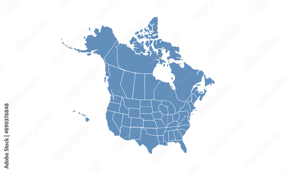North America map Modern Color,isolated on white background for website ...