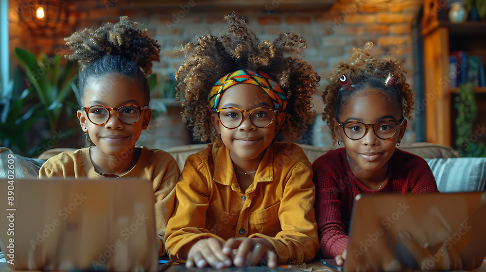 Kids Learning Coding: Young children using laptops and tablets ...