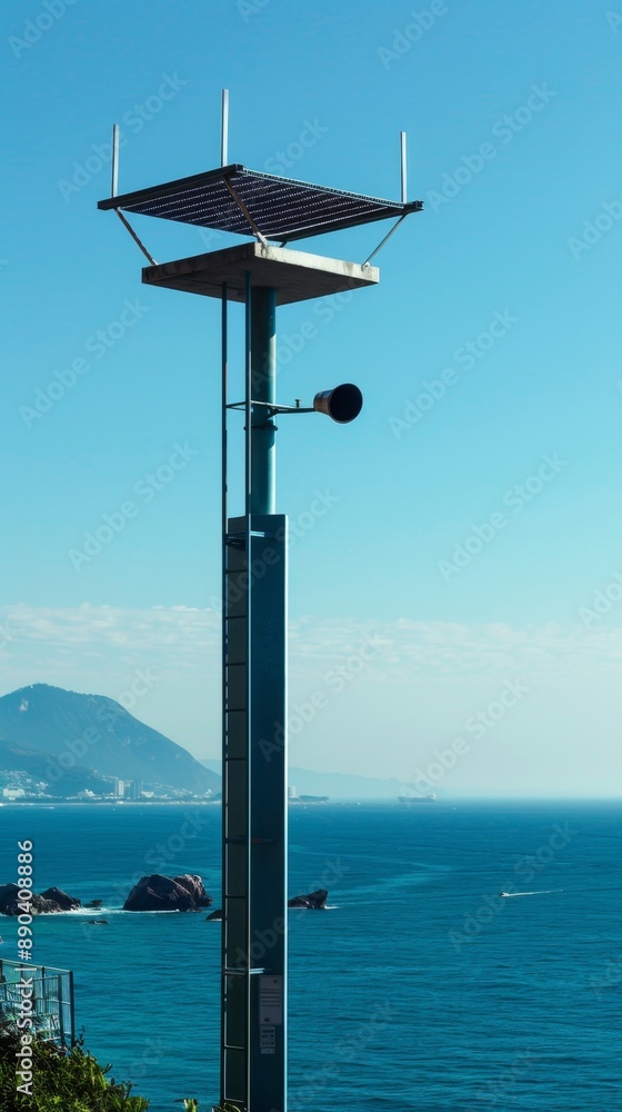 Tsunami Warning System: Solar-Powered Siren on Modern Tower for ...