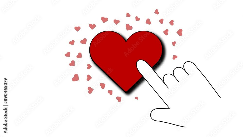 A hand clicking a like button. Like button animation. A hand clicking a ...