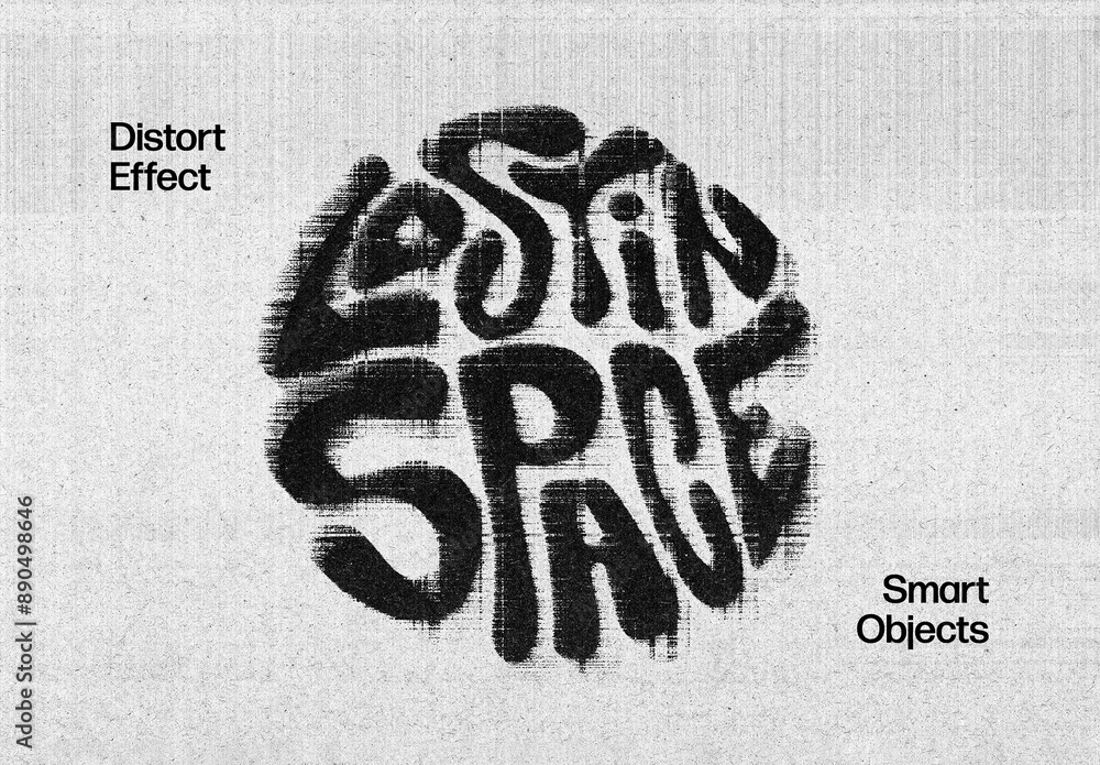 Distort Text Effect Mockup Stock Template | Adobe Stock