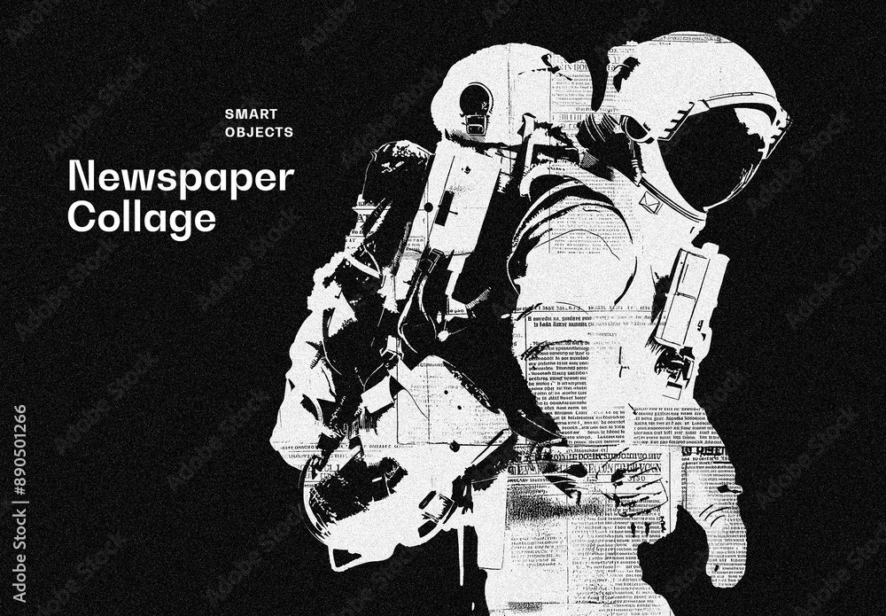 Newspaper Collage Photo Effect Mockup Stock Template | Adobe Stock
