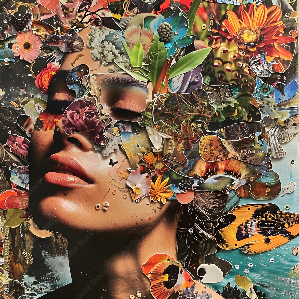 Chaos Collages prints. A colorful abstract painting depicting various ...