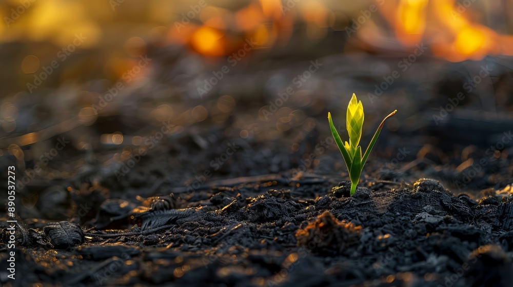 Life after disaster, like a new plant growing from the ashes of a fire ...