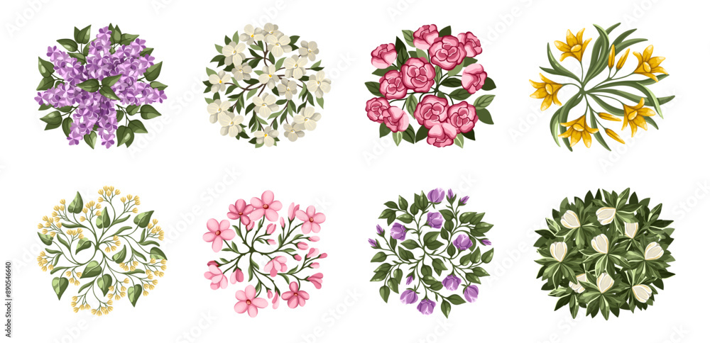 Blossom Trees for architectural floor plans. Entourage design. Various ...