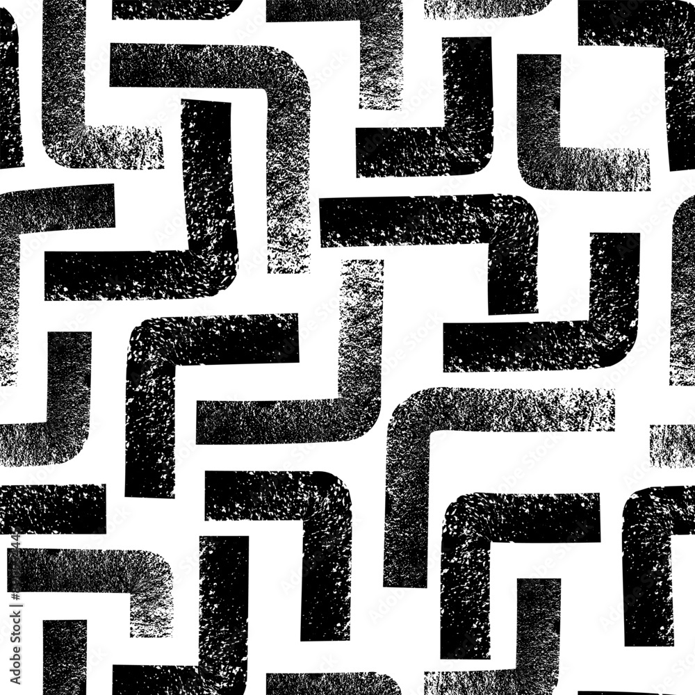 Abstract geometric seamless pattern with textured lines. Repeated ...