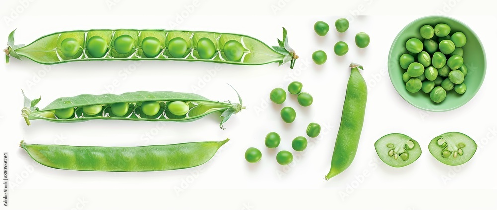 Isolated on transparent background, green pea vegetable with many ...