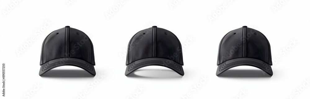A set of black cutouts of the front and side views of a baseball cap on ...