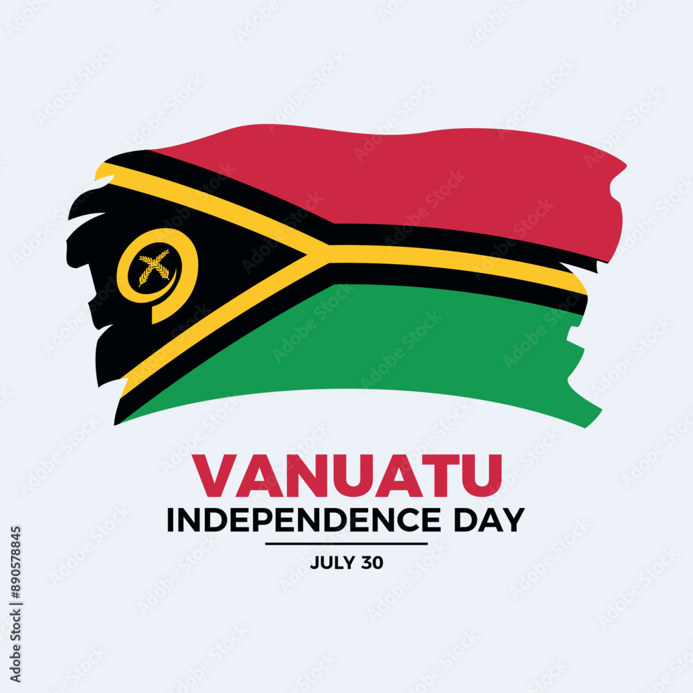 Vanuatu Independence Day poster vector illustration. Vanuatu grunge flag icon isolated on a gray ...
