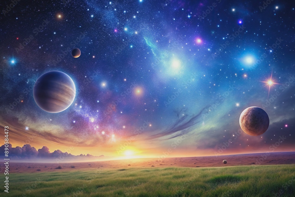 soothing lo-fi astral landscape wallpaper featuring cosmic night sky ...