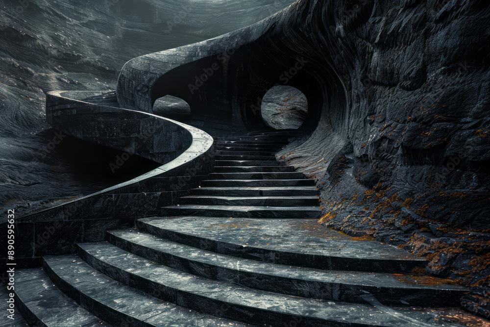 Minimalist design of a circular path with twisted, surreal details ...