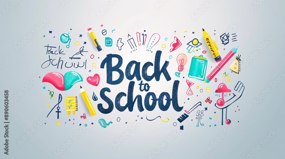 Bold and modern typography of the text "Back to school" on a clean and ...
