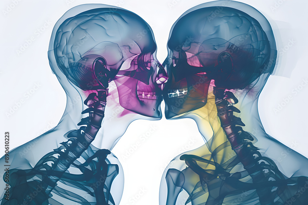 x-ray vision concept art depicting a couple kissing - white background ...