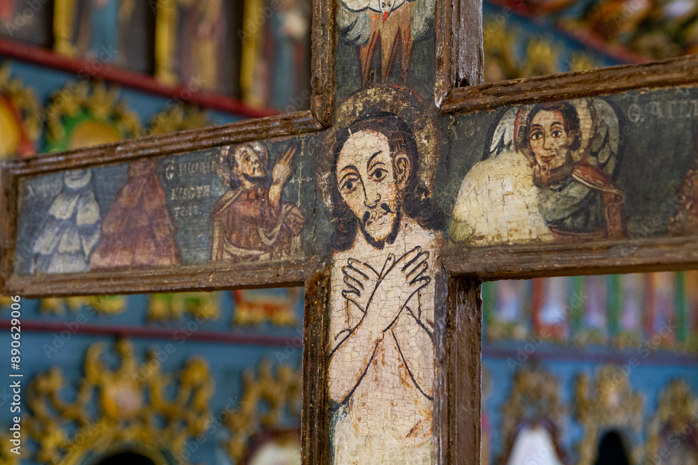 An Byzantine icon depicting crucified Jesus Christ. From a Byzantine ...
