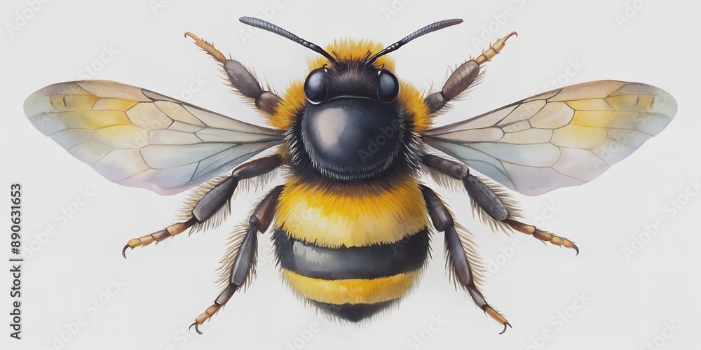 Watercolor bumblebee illustration Summer insect clipart set Save the ...