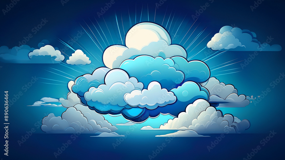 cartoon style clouds , blue cartoon sky with clouds background , blue ...