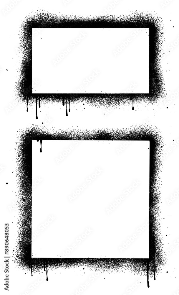 Spray paint graffiti stencil frames. Black airbrushing paint banner ...