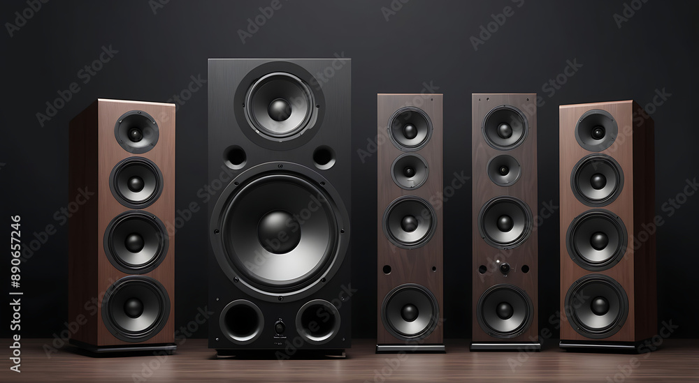 A loudspeakers for music and surround sound home theatre system placed ...