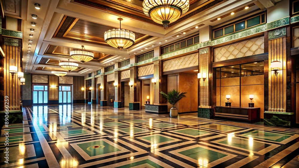 Vintage Art Deco hotel lobby from the 1930s featuring geometric ...