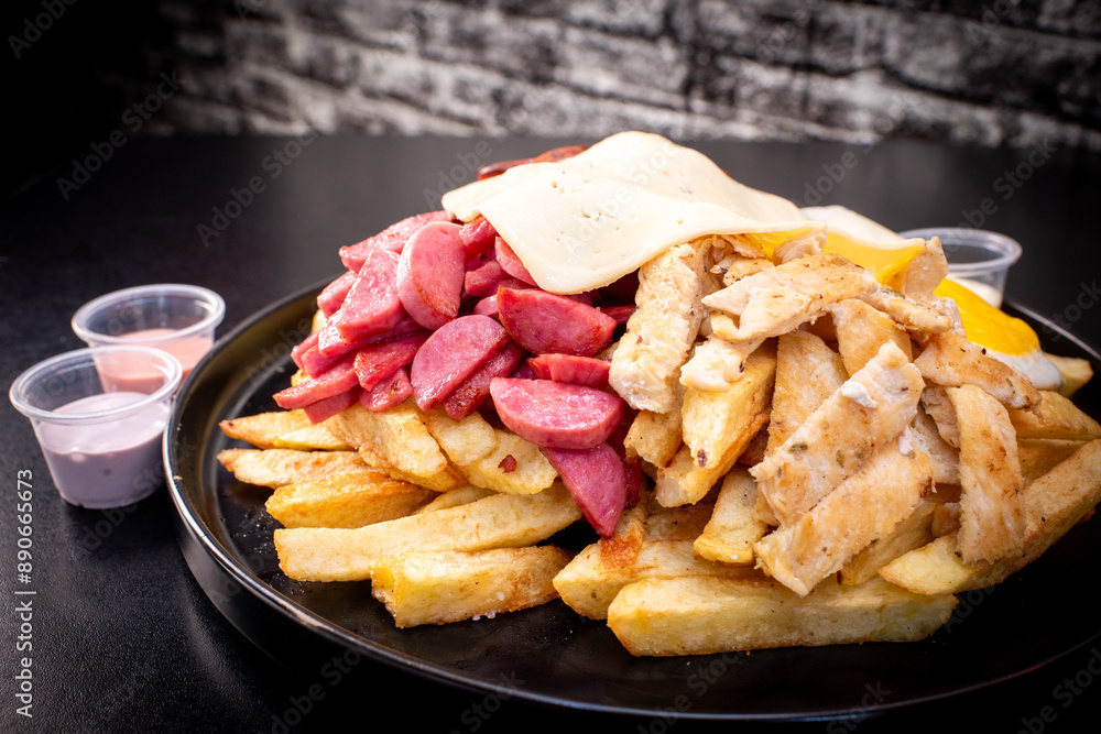 Peruvian culinary: Salchipapas, a fast food made with fried potatos ...