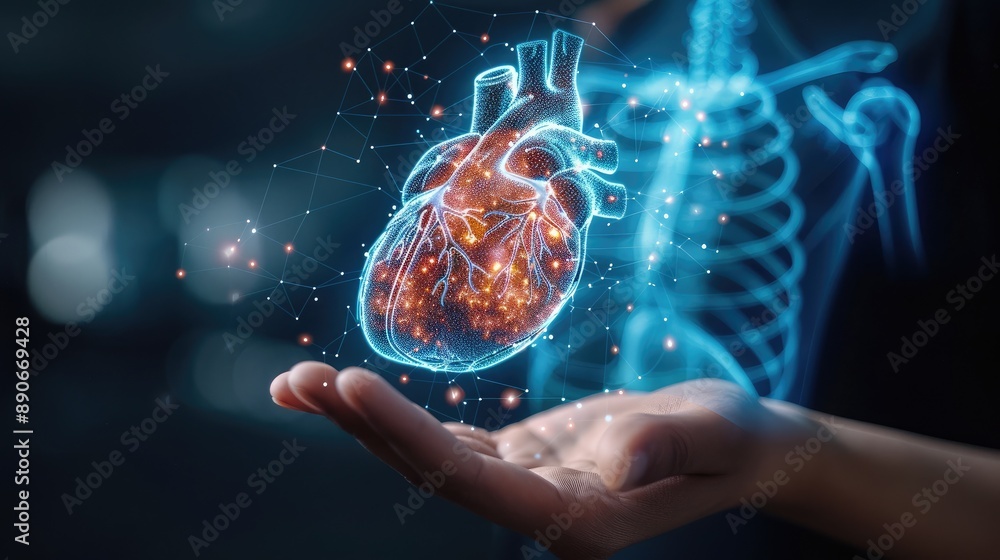 Hand linking a detailed diagram of human anatomy, showing the ...