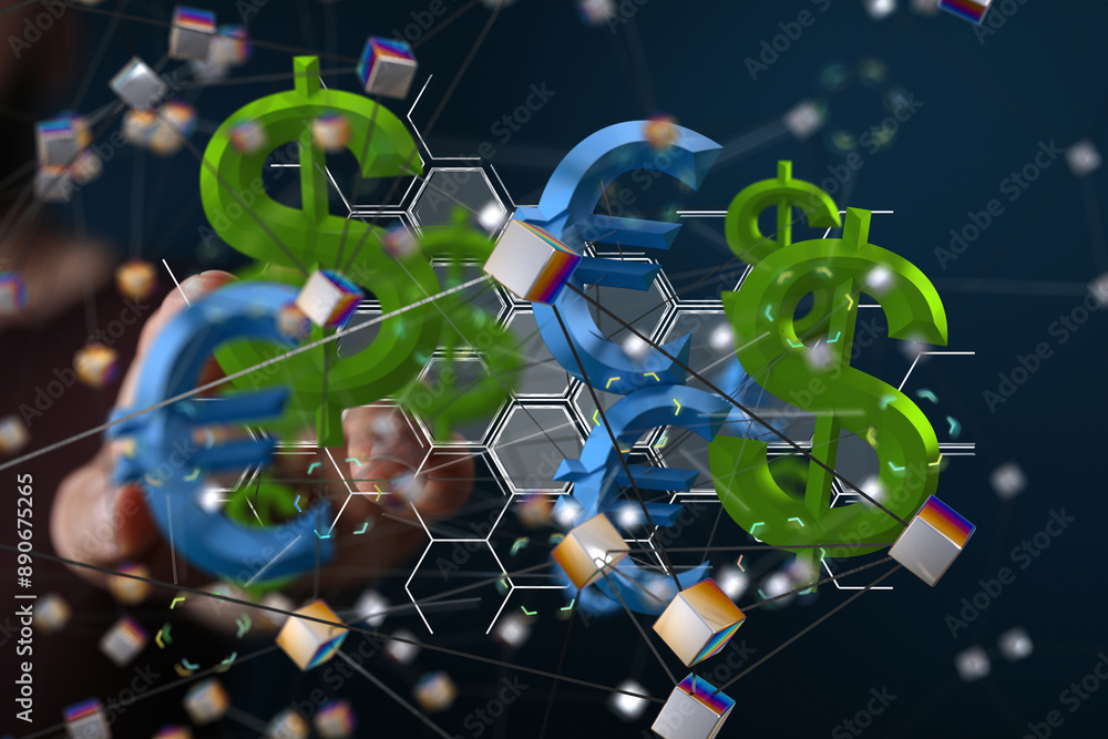 Main world currency theme dollar and euro background. Row and pile of ...