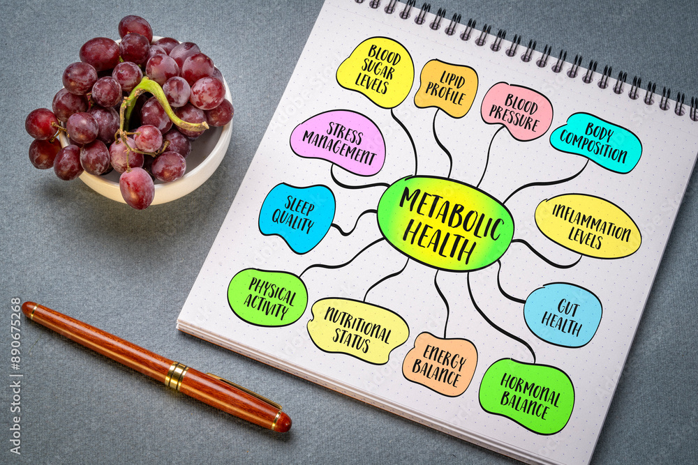 components and factors affecting metabolic health, infographics mind ...