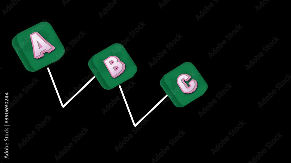Animated flowchart icon. Work process line animation. Step by step ...