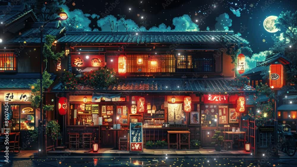 beautiful asia city town in the evening modern and traditional ...