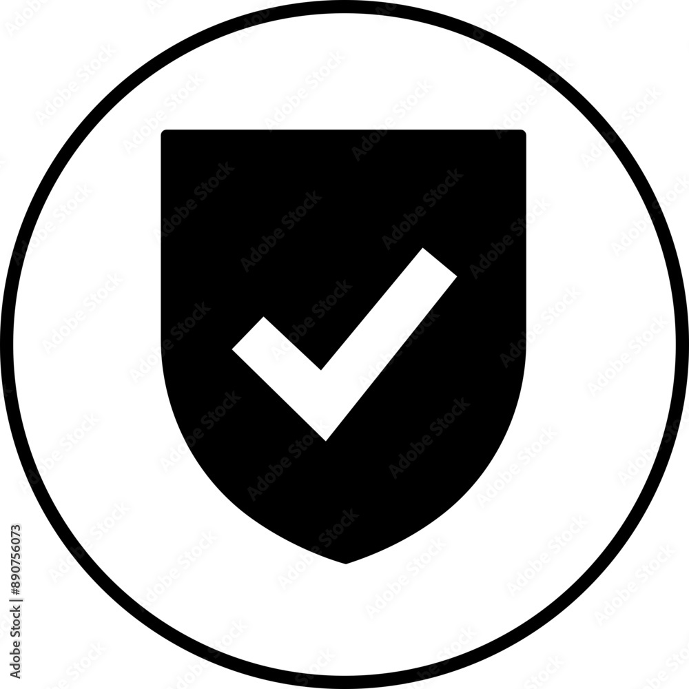 Shield with check mark icon. Protection approve Security sign. Strong ...