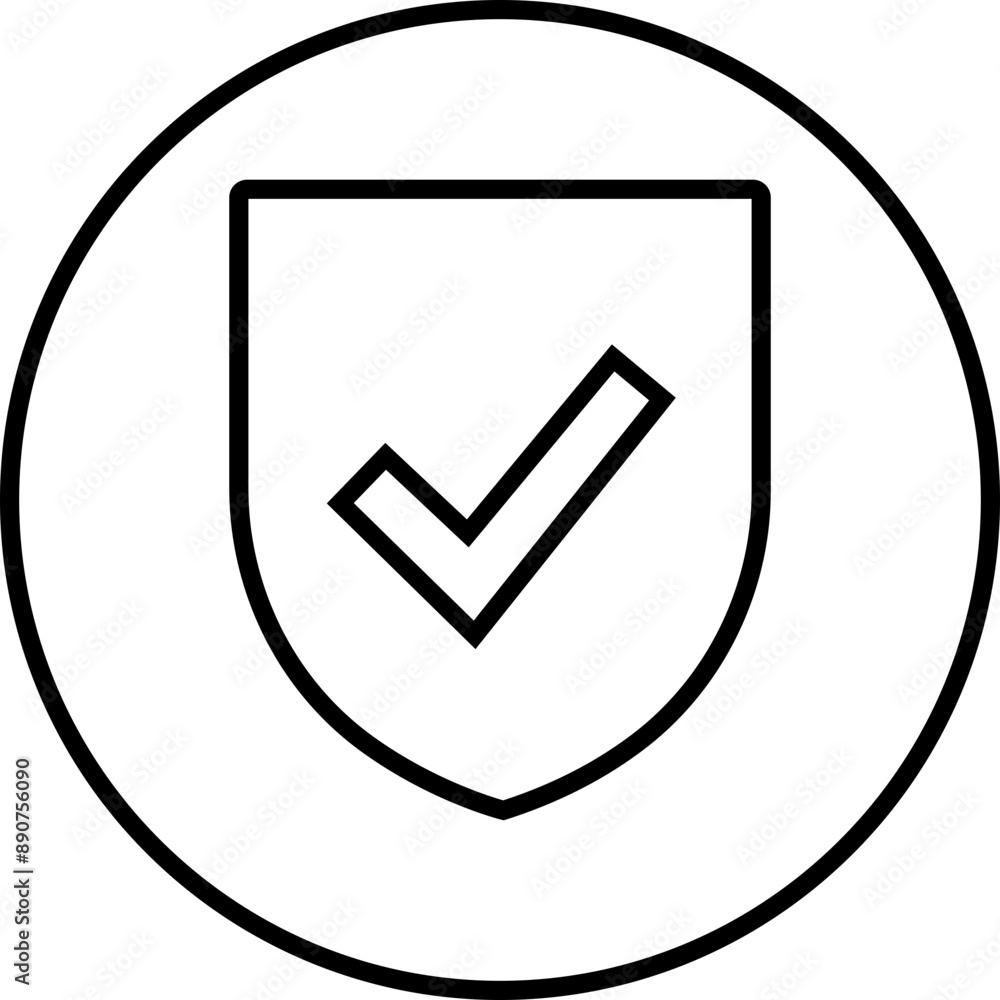 Shield with check mark icon. Protection approve Security sign. Strong ...