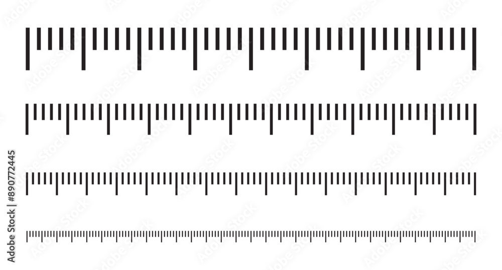 Measuring scale, markup for rulers vector illustration. Various ...