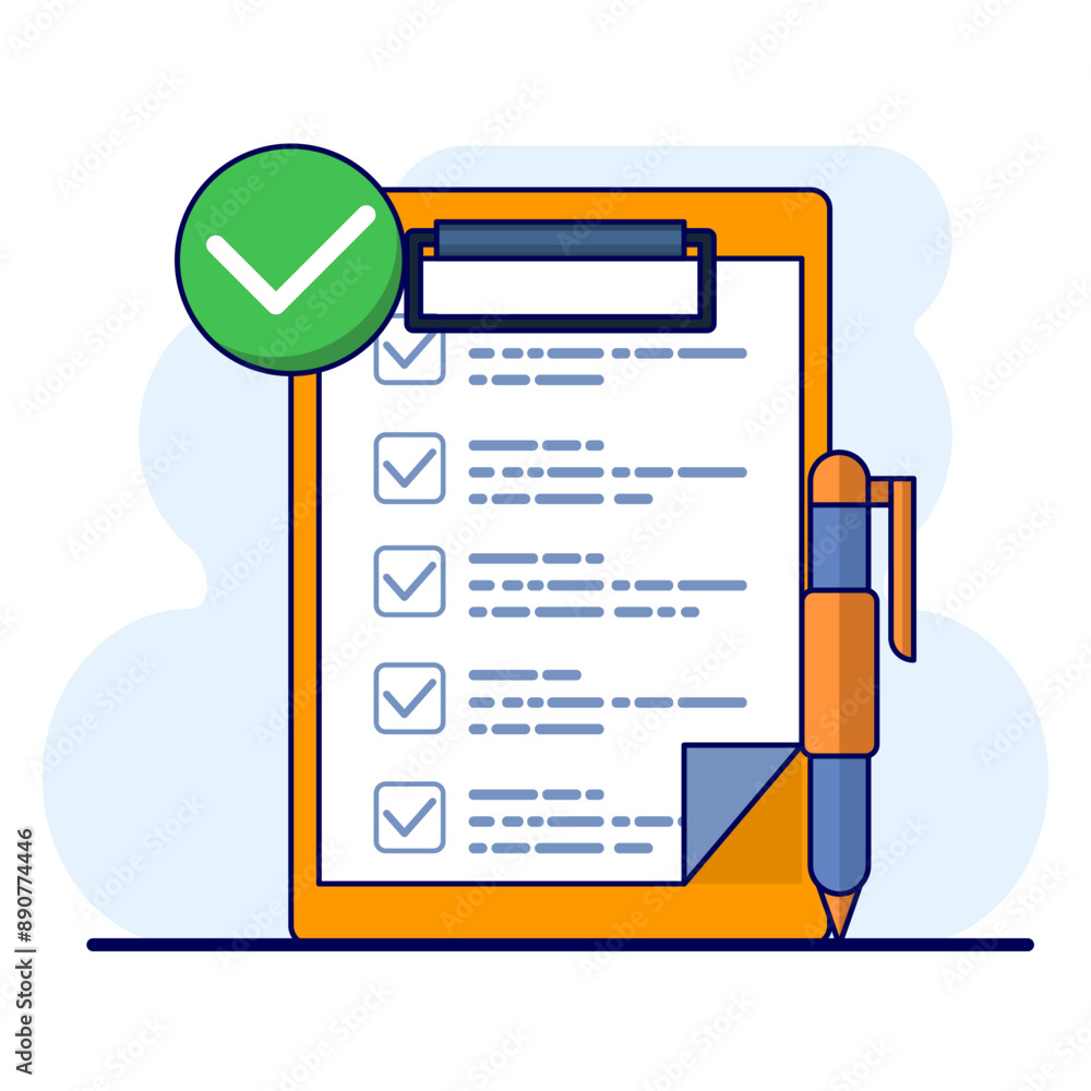 School exam results concept, educational quiz score passing checklist ...