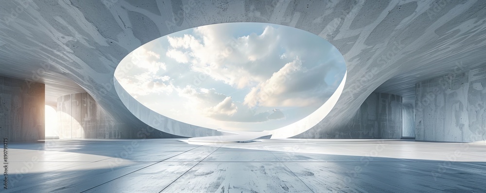 Empty abstract architecture building in minimal concrete design with ...