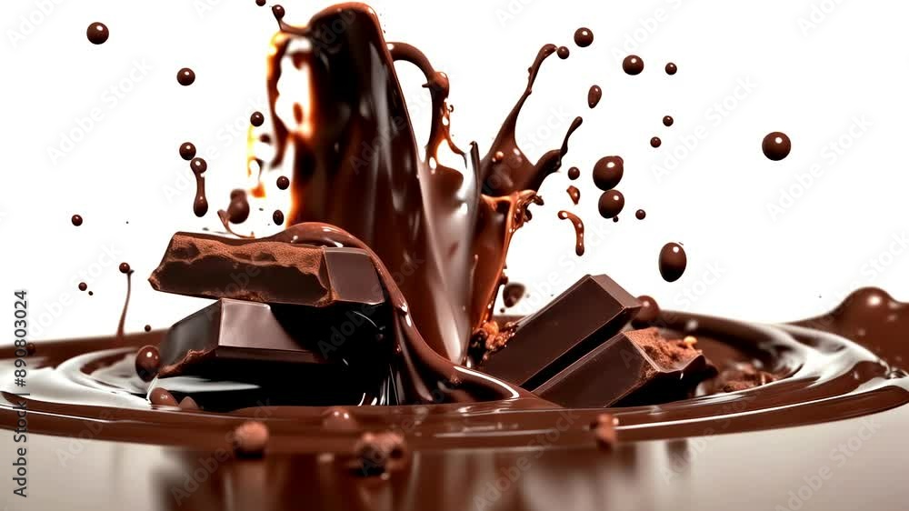 Chocolate Explosion: Chocolate Bars Splash into a Pool of Melted ...