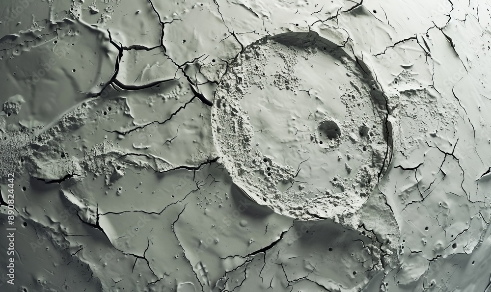 Roughly textured plaster mimics the surface of the moon, complete with ...