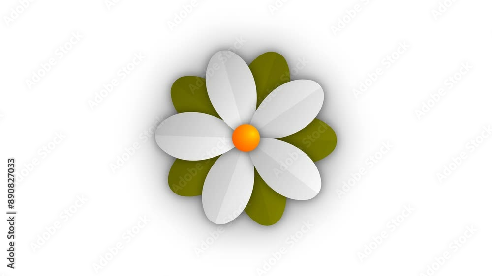 Flower rotation animation on white background. Flower animation element ...
