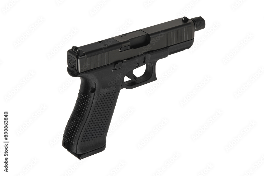 Modern semi-automatic pistol isolate on a white background. Armament ...