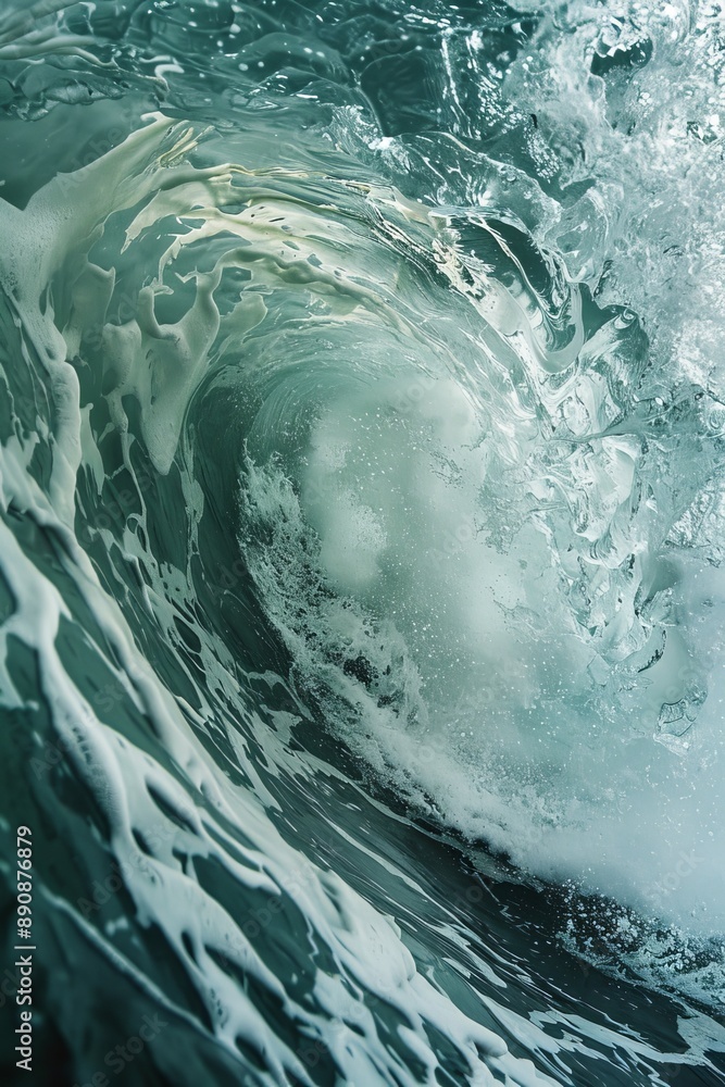 Inside view of a dynamic, foamy ocean wave, Generative AI Stock Photo ...