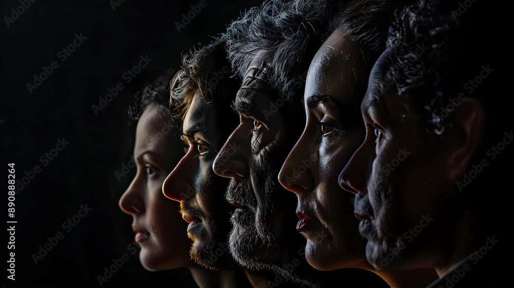 Silhouettes of diverse faces in profile, highlighting the beauty of ...