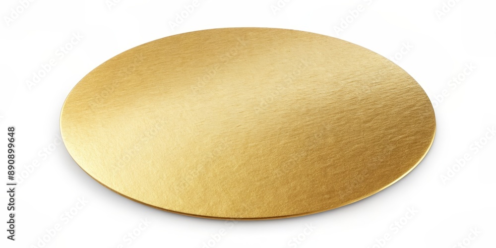 Blank golden round adhesive sticker label isolated on white background ...