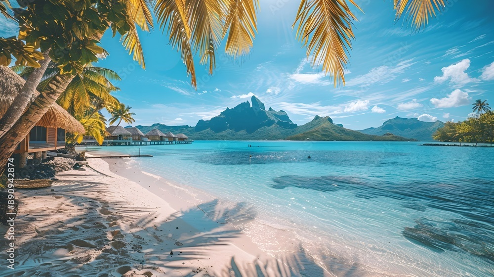 Stunning Tropical Lagoon in French Polynesia with Lush Foliage and ...