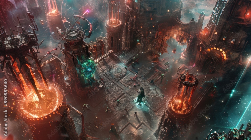 Arcane constructs of ancient magic and technology battling in a ...