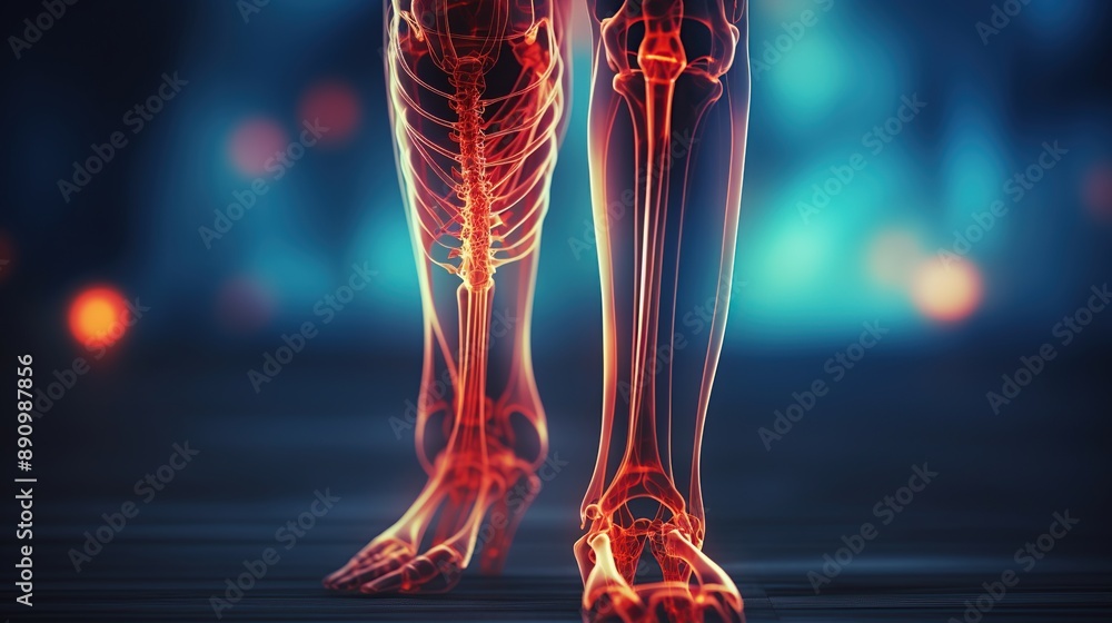 X-Ray Image of Human Lower Leg and Feet Stock Illustration | Adobe Stock